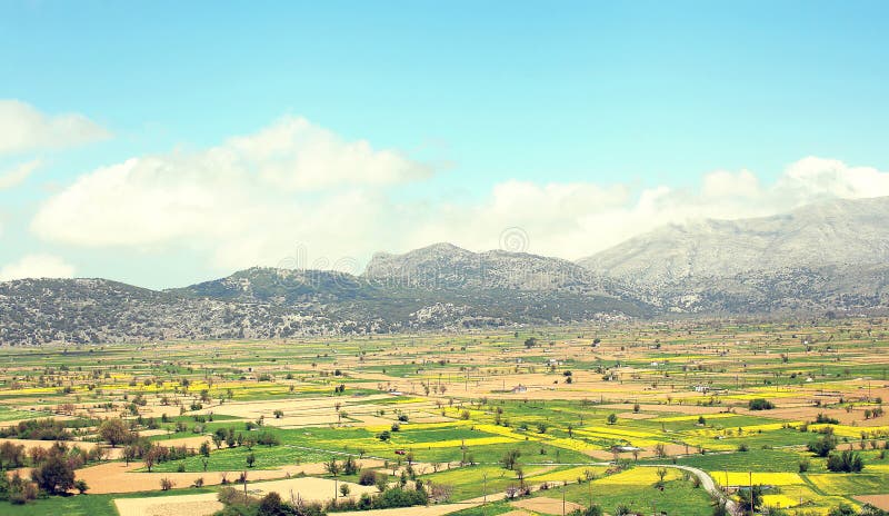 Amazing Sunny Landscape of Valley with Fields Stock Photo - Image of ...