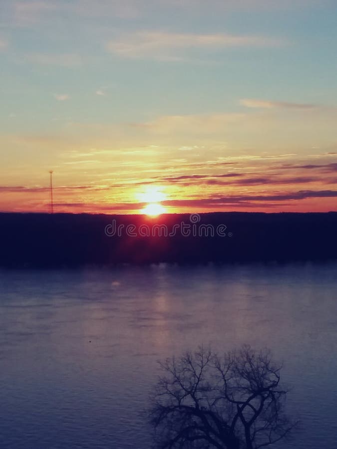Amazing Sunrise on the River Stock Photo - Image of water, sunrise ...