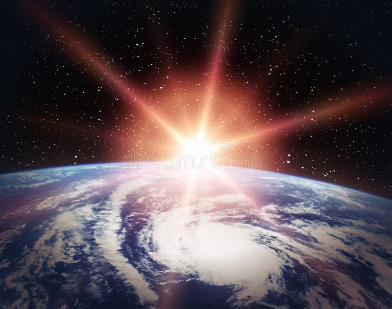 Amazing Sunrise from Space at Night. the Elements of this Image ...