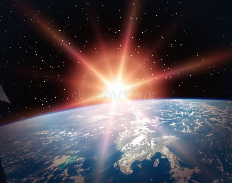 Amazing Sunrise from Space at Night. the Elements of this Image ...