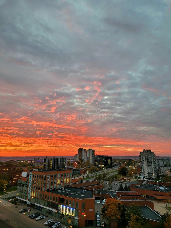 Amazing Sunrise in Vilnius City Editorial Image - Image of cloud ...