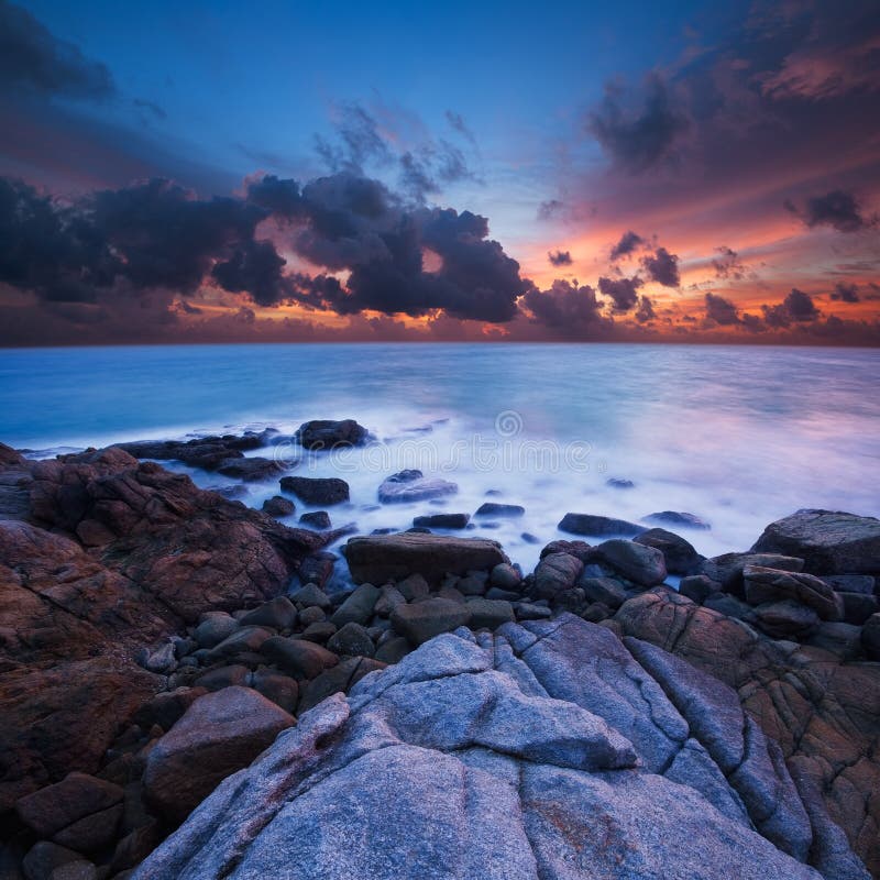 Amazing sunset stock image. Image of scene, coast, rock - 21203073