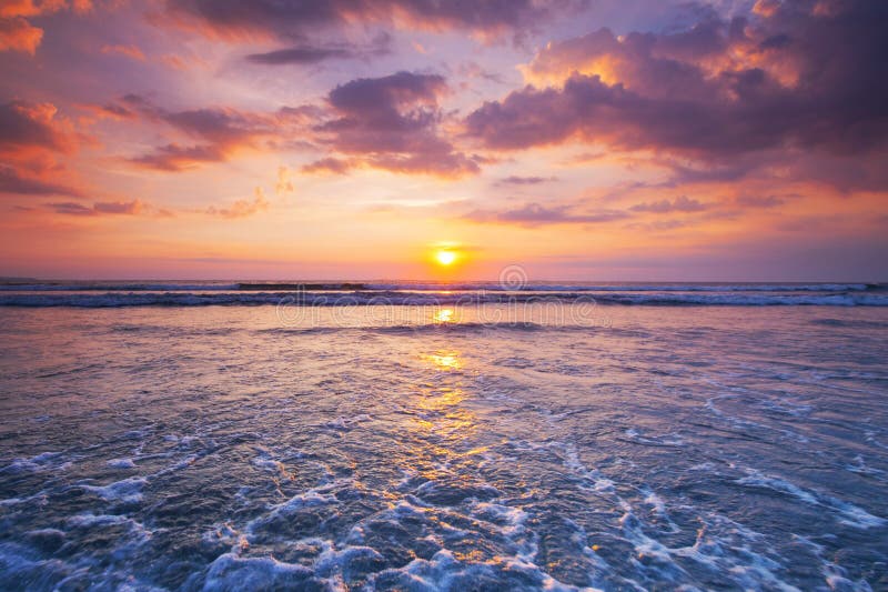 Amazing Sunset from Bali Beach Stock Photo - Image of sunrise, surf ...