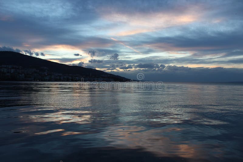 Amazing Sunset with Blue Light Stock Image - Image of shore, dawn ...