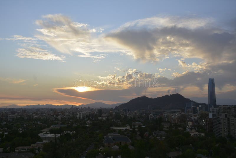 Amazing Sunset Clouds in Santiago, Chile Stock Photo - Image of clouds ...