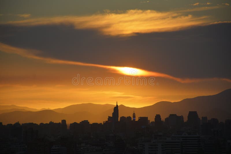 Amazing Sunset Clouds in Santiago, Chile Stock Image - Image of ...