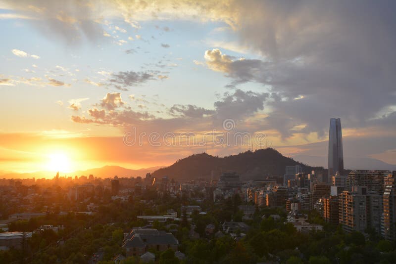 Amazing Sunset Clouds in Santiago, Chile Stock Photo - Image of night ...