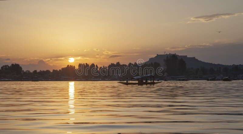Amazing Sunset at Dal Lake, Kashmir, India Stock Image - Image of asia, color: 261974795