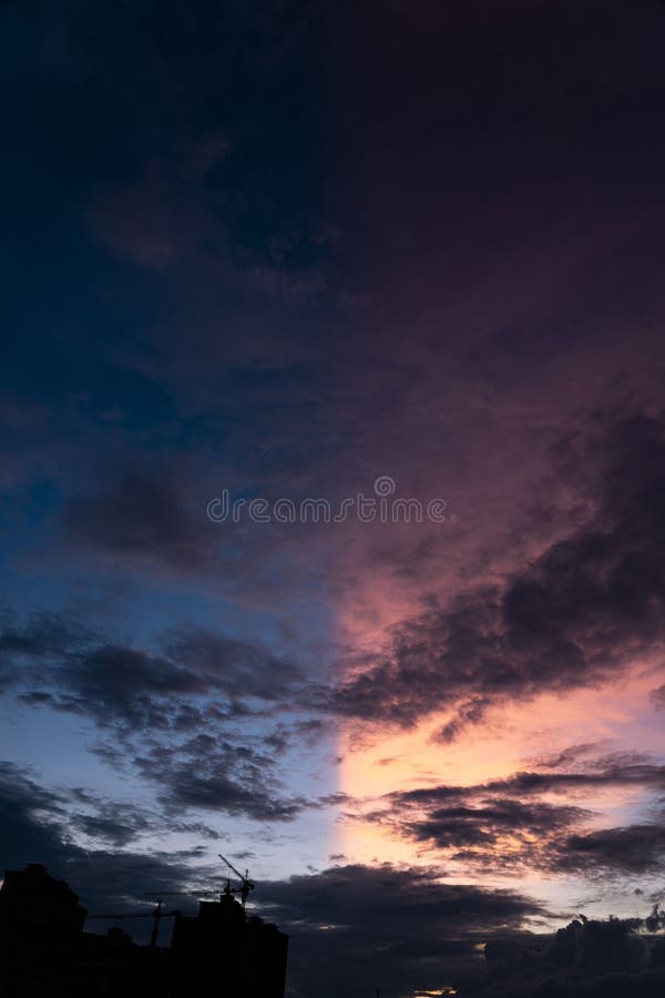 Amazing Sunset Glow with Blue and Red Stock Photo - Image of divide ...
