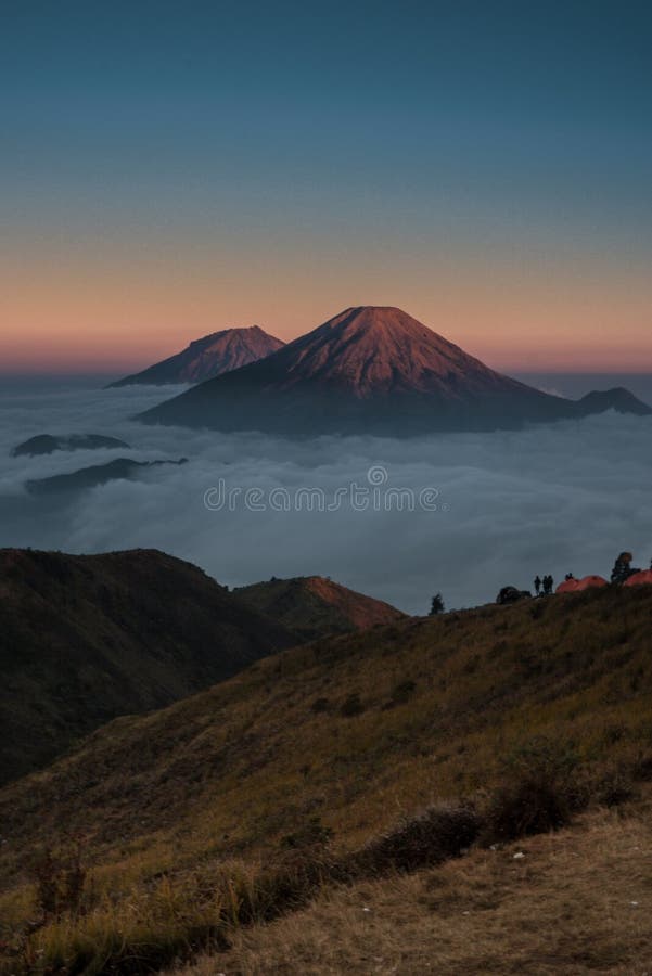Sunset stock image. Image of indonesia, mountain, mount - 125617341