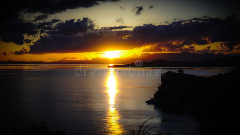 Amazing Sunset Over the Ionian Sea Stock Photo - Image of holiday ...