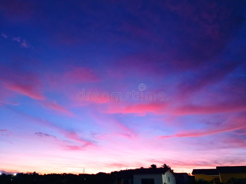 Amazing Sunset Rose and Blue Stock Photo - Image of natural, sunset ...