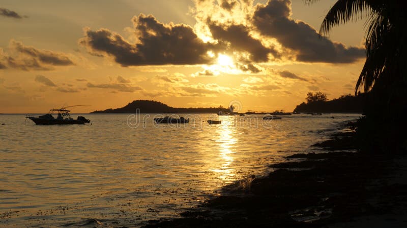 Amazing Sunset at the Seychelles Islands Stock Image - Image of sunset ...