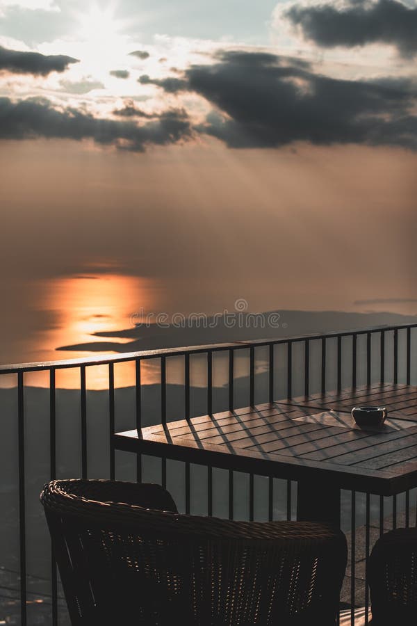 Amazing Sunset Sky View with Colourful Dramatic Clouds from the Cafe ...