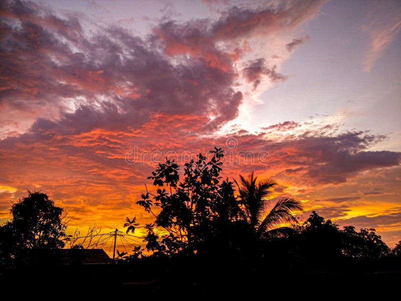 Amazing Sunset Sky so Yellow in a Horizon Stock Image - Image of yellow ...