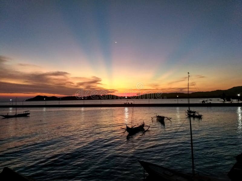 Amazing Sunset View from the Beach Stock Image - Image of afterglow ...