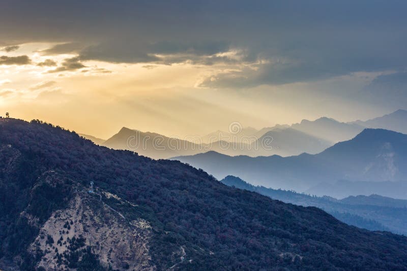 Amazing Sunset View in the Mountains Stock Image - Image of cloudy ...
