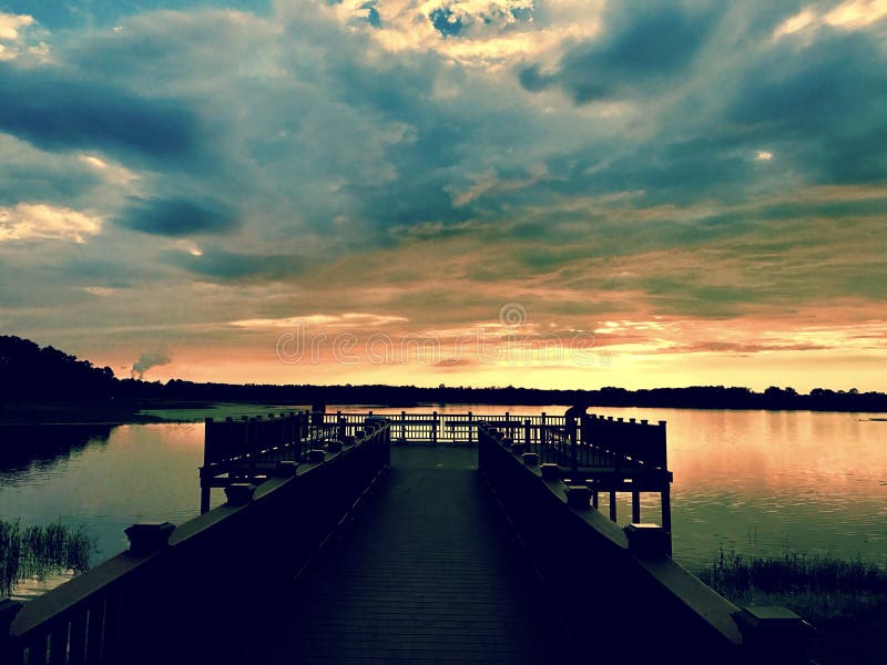 Sunset at the pier stock image. Image of dock, view - 108021113