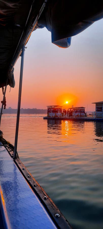 Amazing Sunset View Reflection in River Water Stock Photo - Image of ...
