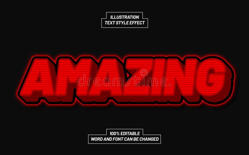 Amazing Red Text Style Effect Stock Vector - Illustration of flat ...