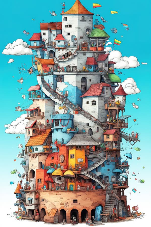 Amazing the Tower of Babel Intricate Complex Generative AI Stock ...