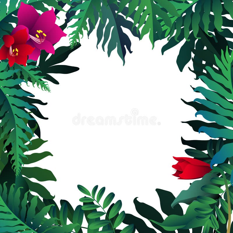 Amazing Tropical Forest Design Border Frame Template. Fantasy Tr Stock ...