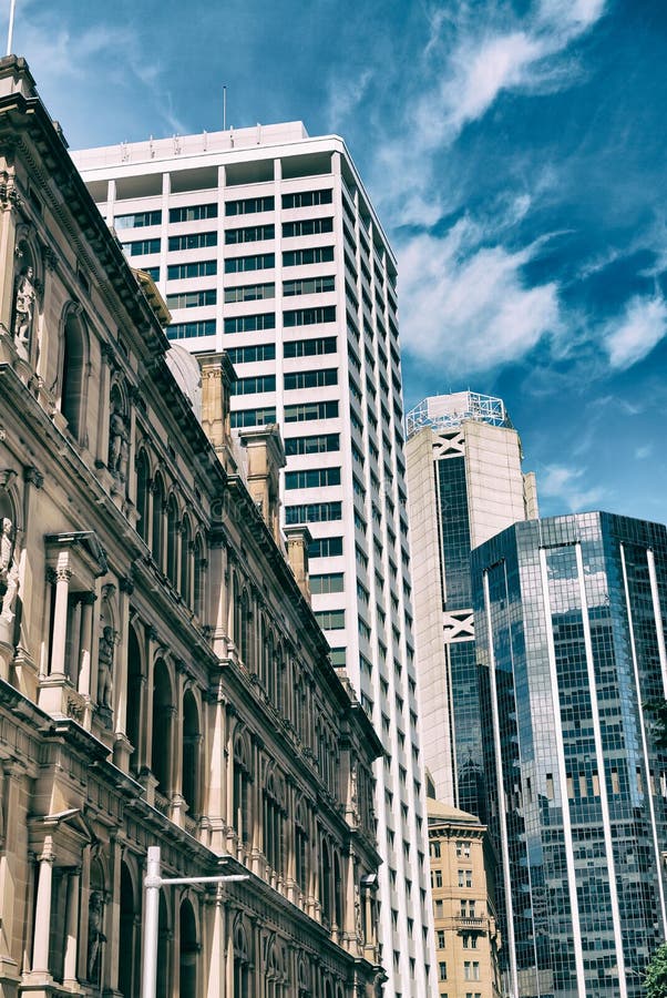 Amazing Upward View of Sydney Skyline Stock Photo - Image of view ...