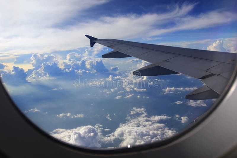 Amazing View From Airplane Window, Beautiful Of Airplane Wing Wi Stock ...