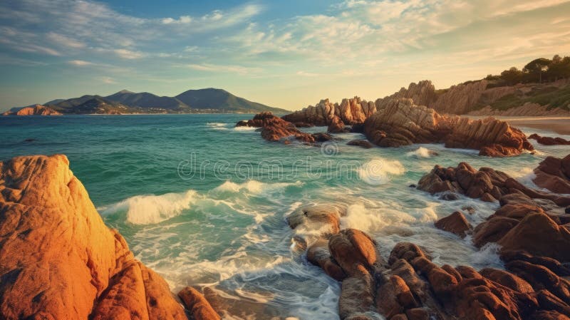 Amazing View of Beautiful Sea Side Landscape Generative AI Stock ...