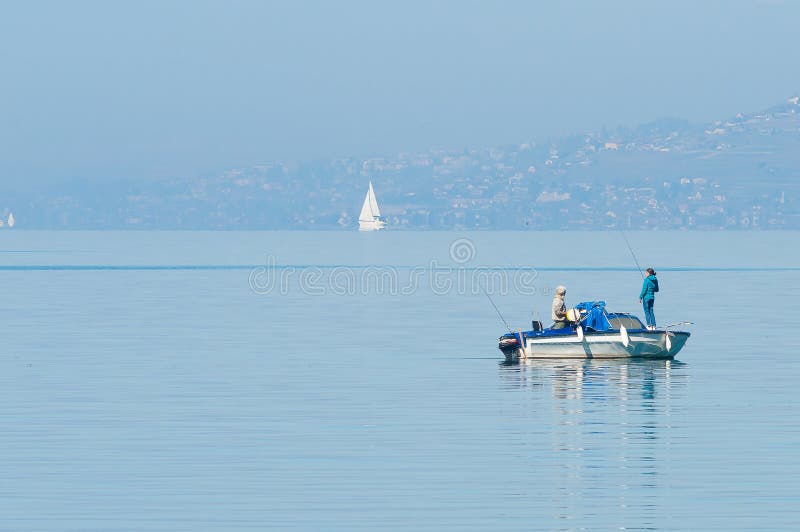 Amazing View of a Boat and Fishermen Standing on it Editorial Stock ...