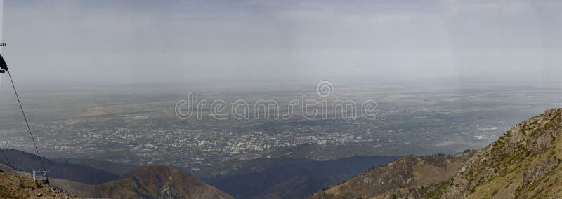 Amazing View of the City of Almaty with Mountain View at Sunset from ...