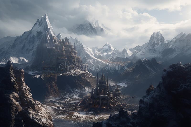 Amazing View of the City Built in the Mountain. Generative Ai Stock ...