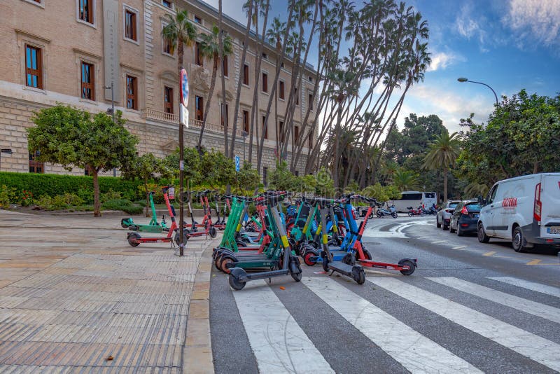 Amazing View Of The City Parking For Electric Scooters On Paseo Del