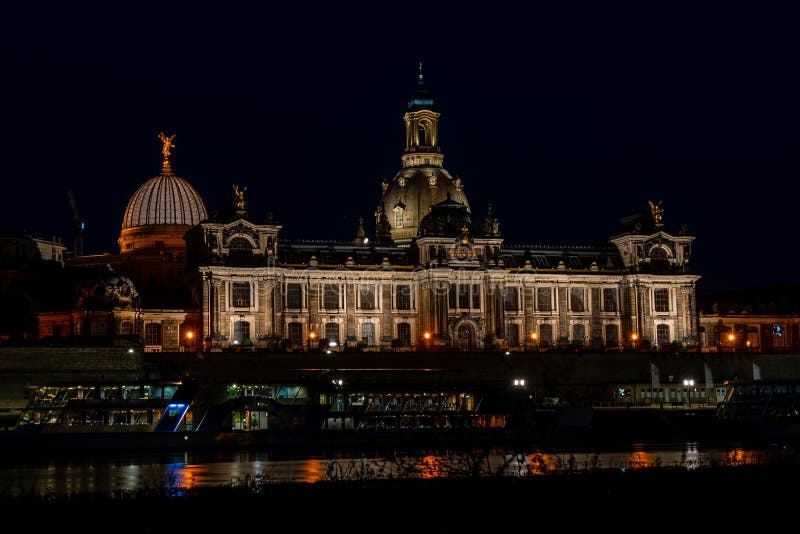 Dresden view in the night stock photo. Image of evening - 156065466