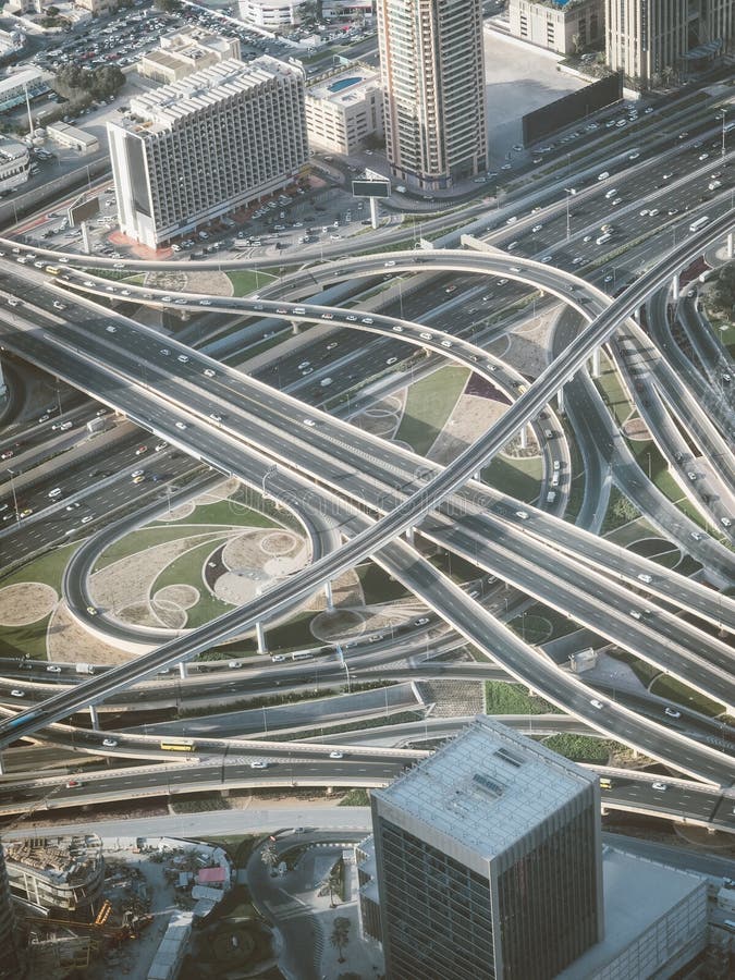 View of an Interchange from Top in Dubai, UAE Stock Photo - Image of ...