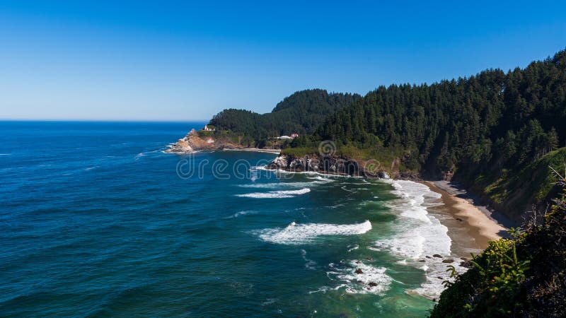 Amazing View of Lighthouse Along Oregon Coast Stock Photo - Image of ...