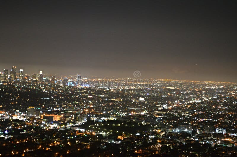 Amazing View of Los Angeles at Night Stock Image - Image of landscape ...