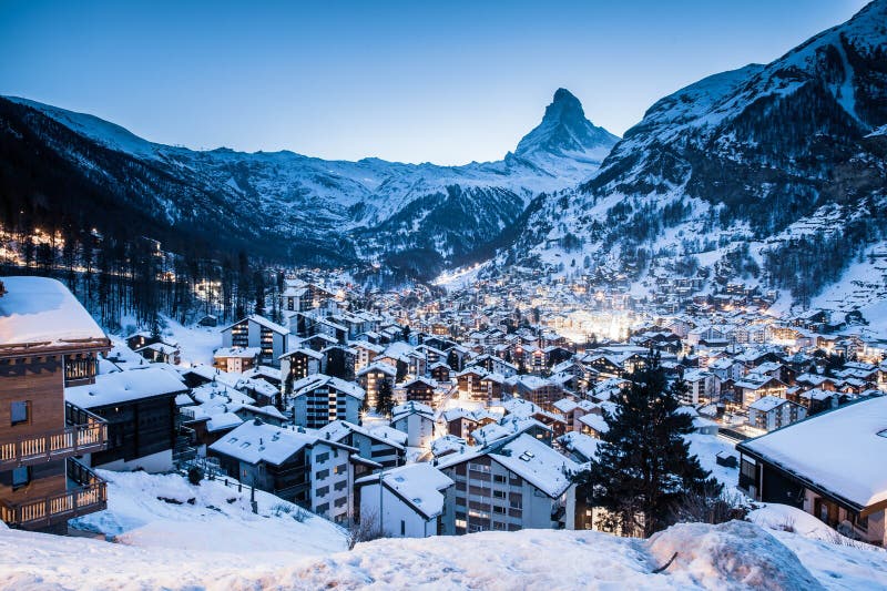 Amazing View of Matterhorn Peak from Zermatt Stock Image - Image of ...