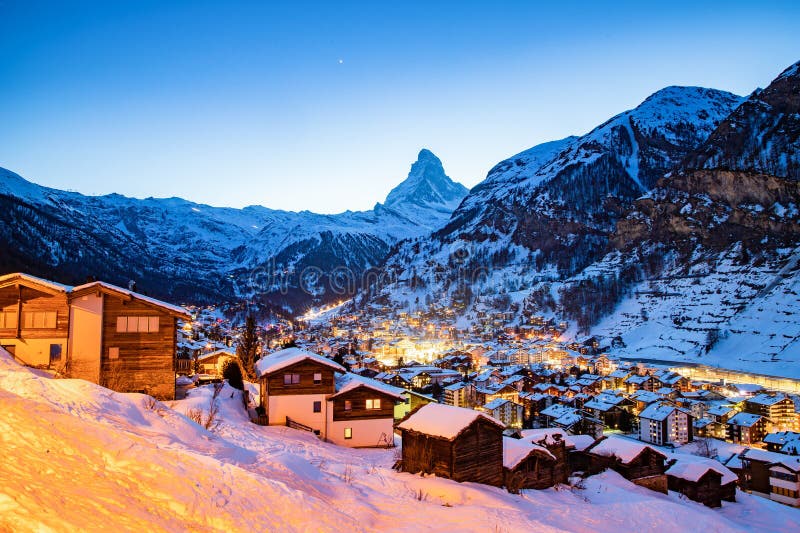Amazing View of Matterhorn Peak from Zermatt Stock Photo - Image of ...
