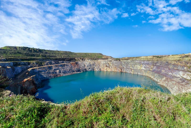 Amazing View of Open Pit Mining on Blue Sky Stock Image - Image of ...