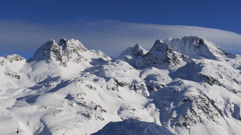 Amazing View Over Snow Covered Mountains Stock Image - Image of burst ...