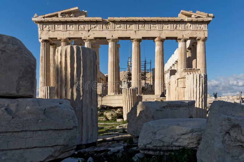 Amazing View of the Parthenon in the Acropolis of Athens, Greece Stock ...