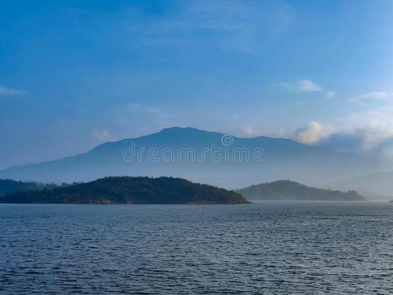 Amazing View of River and Hills Under the Sky at the Evening Stock ...