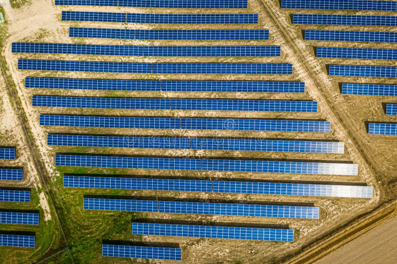 Amazing View of Solar Panels in Sunny Day, Aerial View Stock Photo ...