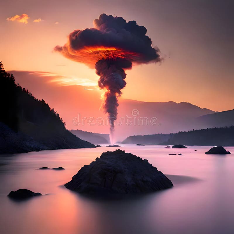 Volcanic Explosion - Ai Generated Image Stock Illustration ...