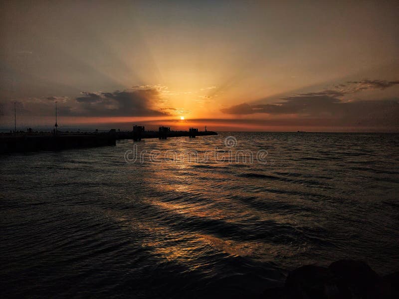 Amazing Warm Sunset by the Sea Stock Photo - Image of dawn, evening ...