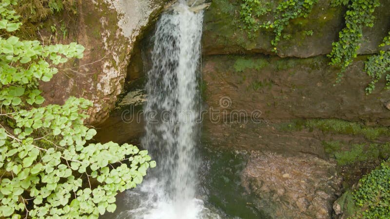 Amazing Waterfall in a Mountain Gorge, Falling Water Hitting Water ...