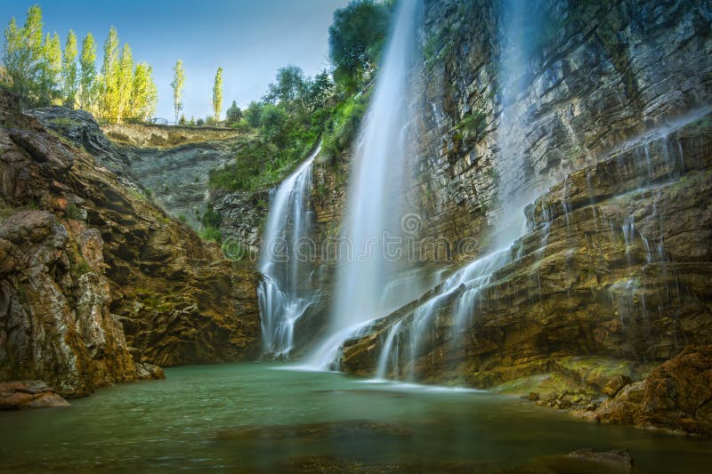 Amazing waterfall stock image. Image of forest, cave - 90626335