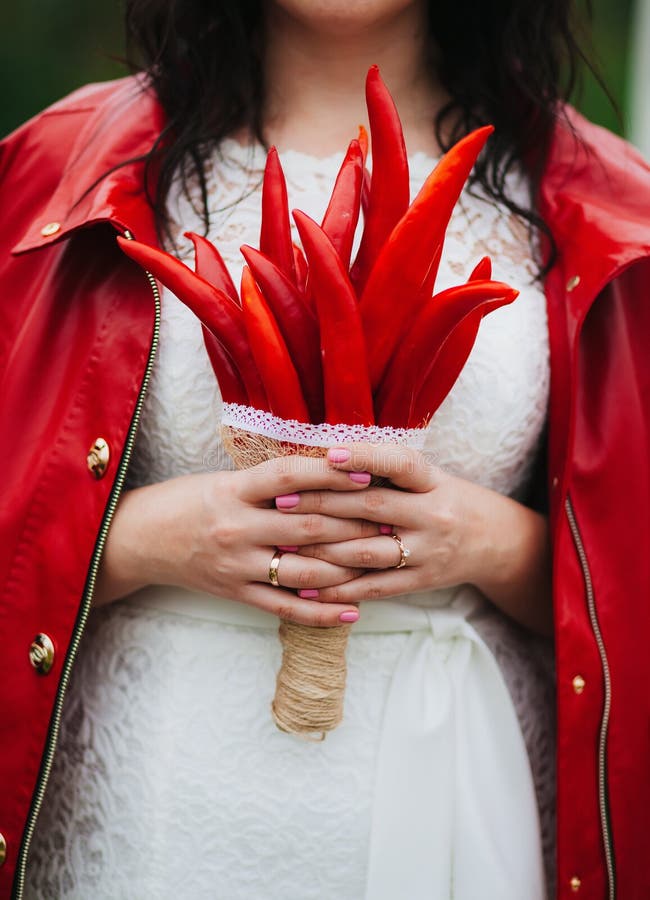 Wedding Bouquet of Red Peppers Stock Image - Image of green, decoration ...
