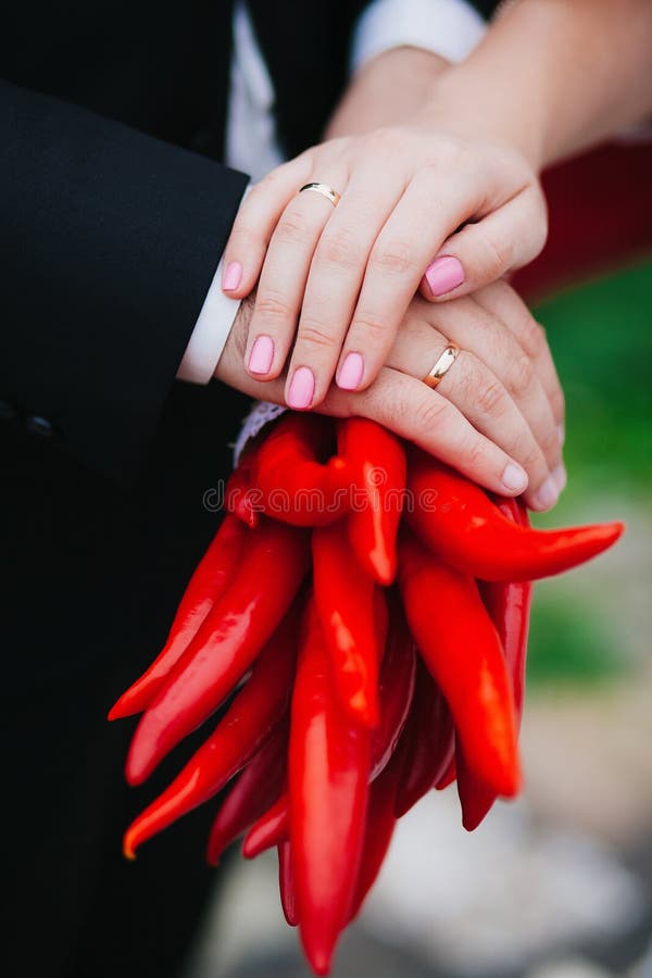 Wedding Bouquet of Red Peppers Stock Photo - Image of florist, ethnic ...
